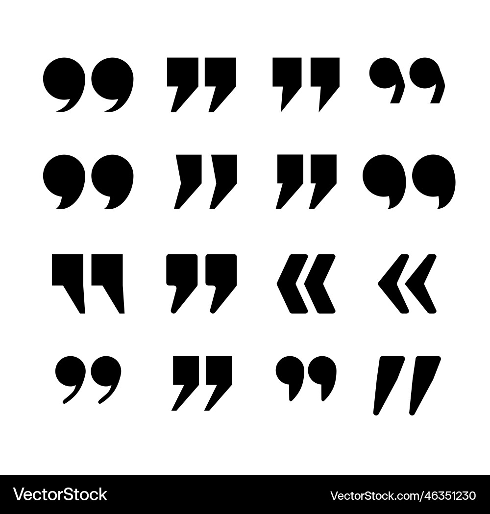 Quotation marks collection black quotes Royalty Free Vector