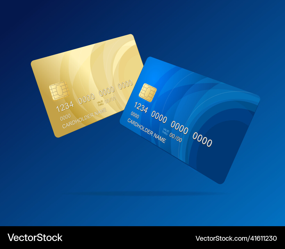 Realistic detailed 3d falling different credit Vector Image