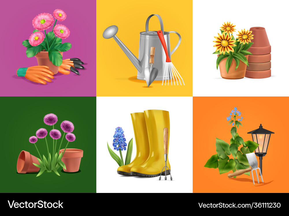 Realistic garden design concept Royalty Free Vector Image
