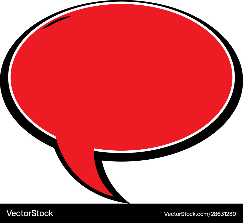 Speech bubble red color pop art style Royalty Free Vector