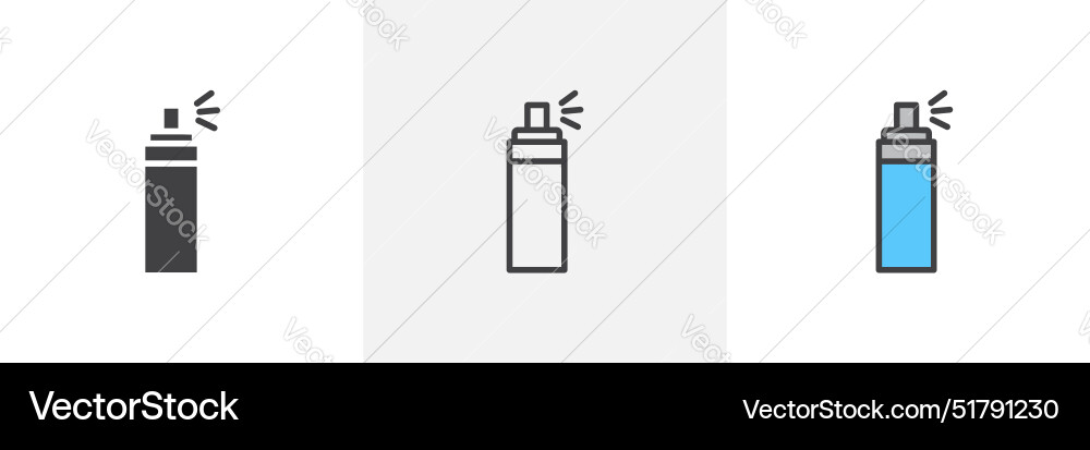 Spray can icon set black filled and outlined style