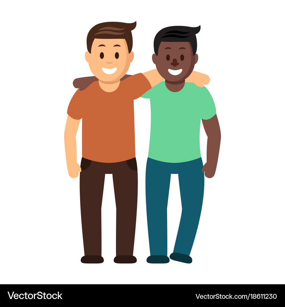 Two friends having fun meeting Royalty Free Vector Image