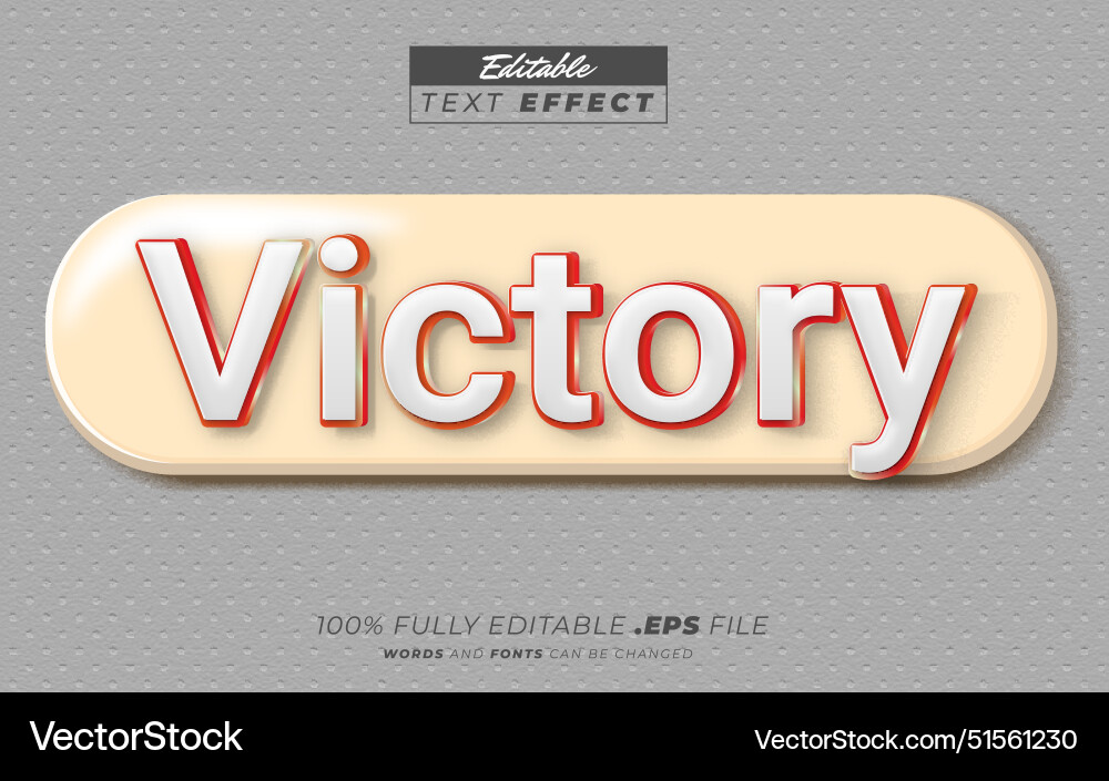 Victory editable text effect Royalty Free Vector Image