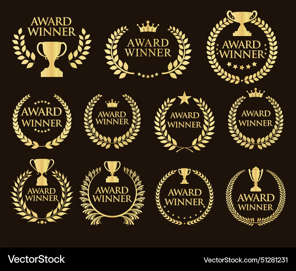 Award winner emblem gold collection Royalty Free Vector