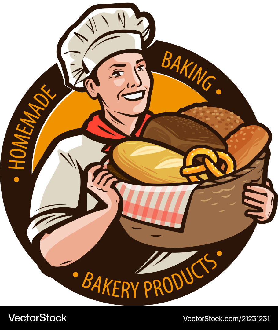 Bakery bakeshop logo or label home baking bread Vector Image