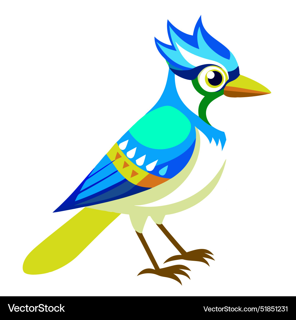 Blue bird cartoon jay Royalty Free Vector Image