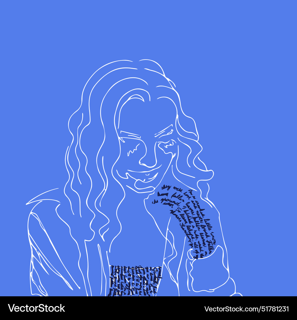 Girl one line silhouette Royalty Free Vector Image