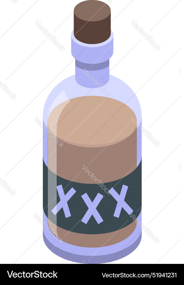 Glass bottle containing strong alcohol isometric Vector Image