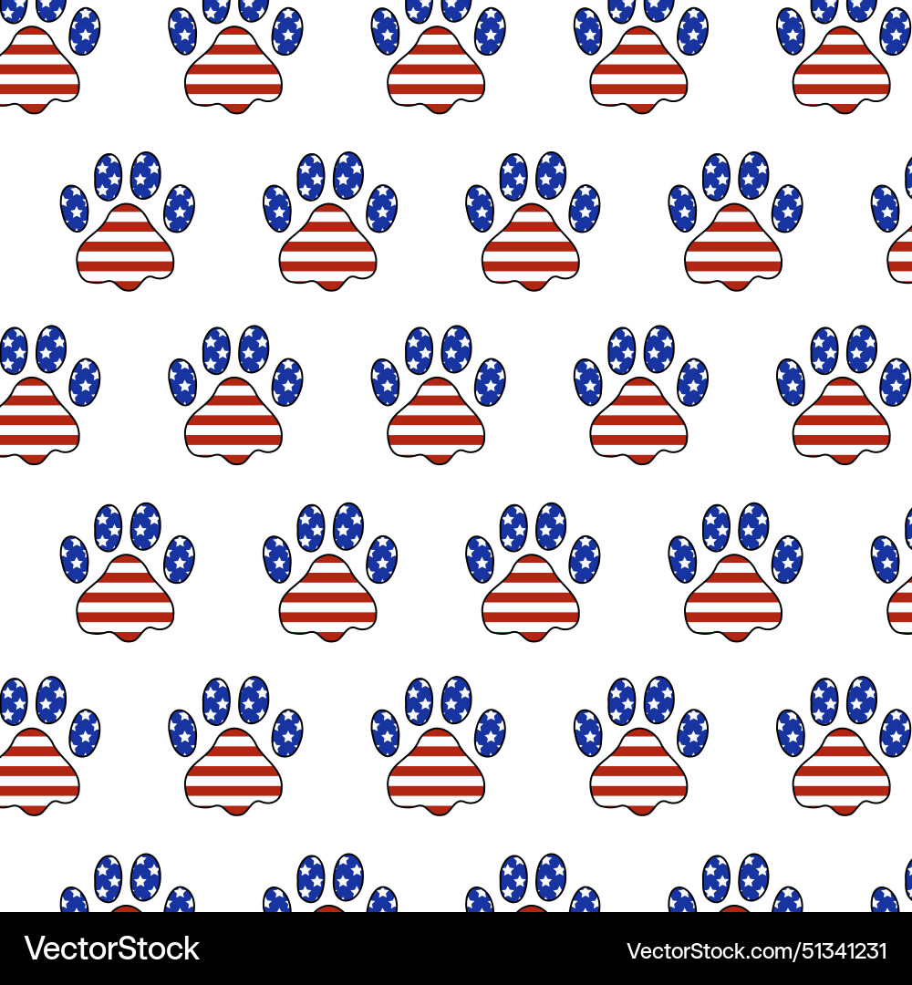Patriotic pet paw usa flag design pattern Vector Image