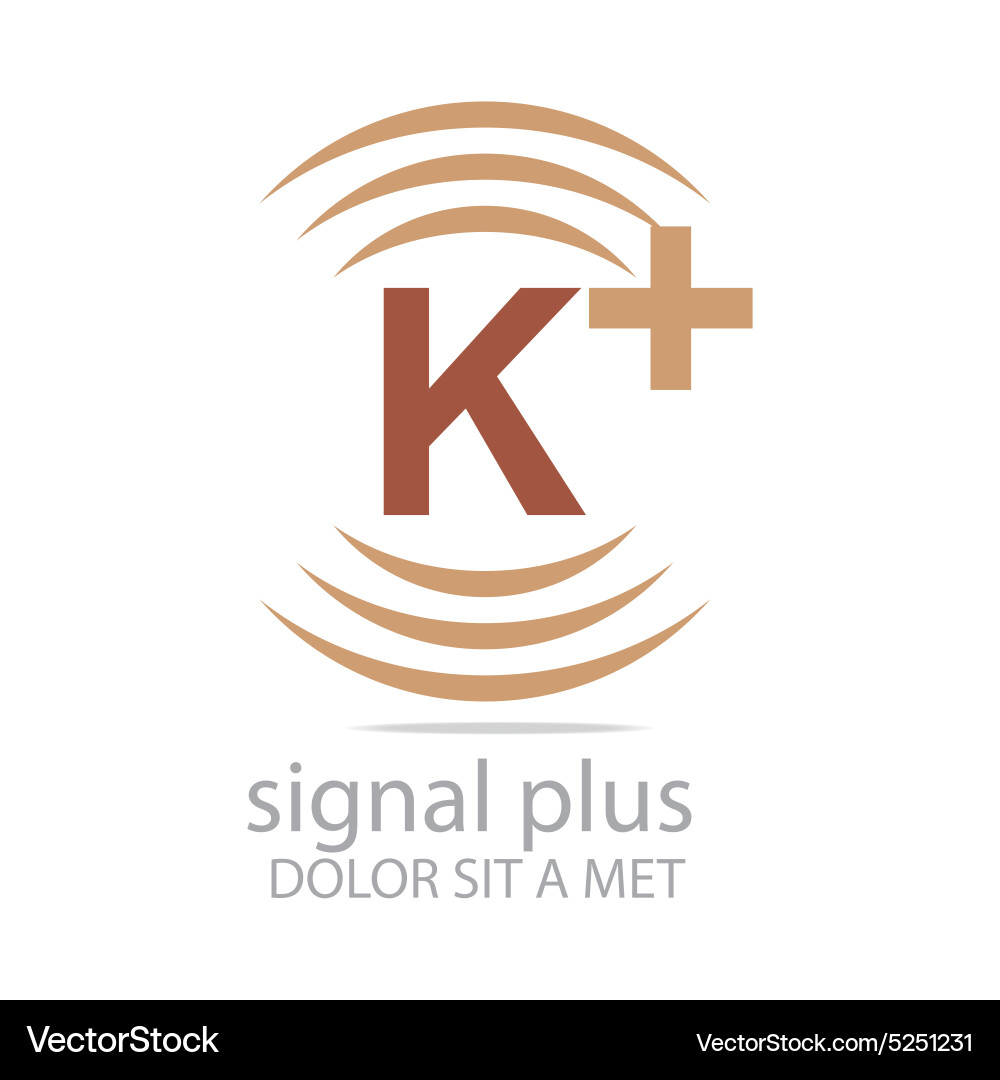 Signal letter k plus brown alphabet wireless Vector Image