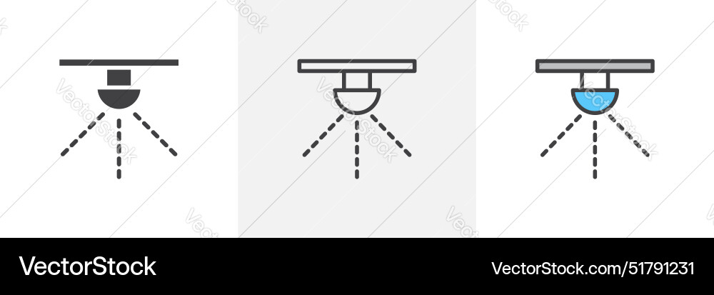 Sprinkler icon set black filled and outlined style