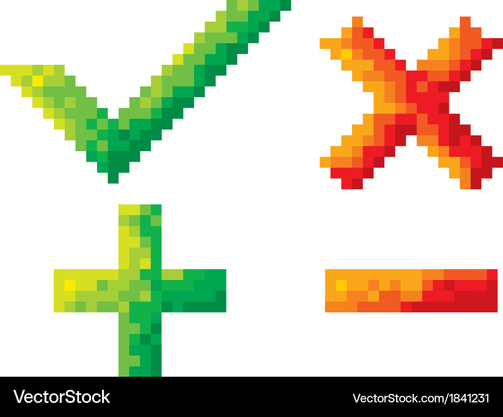 Validation icons and plus minus sign Royalty Free Vector