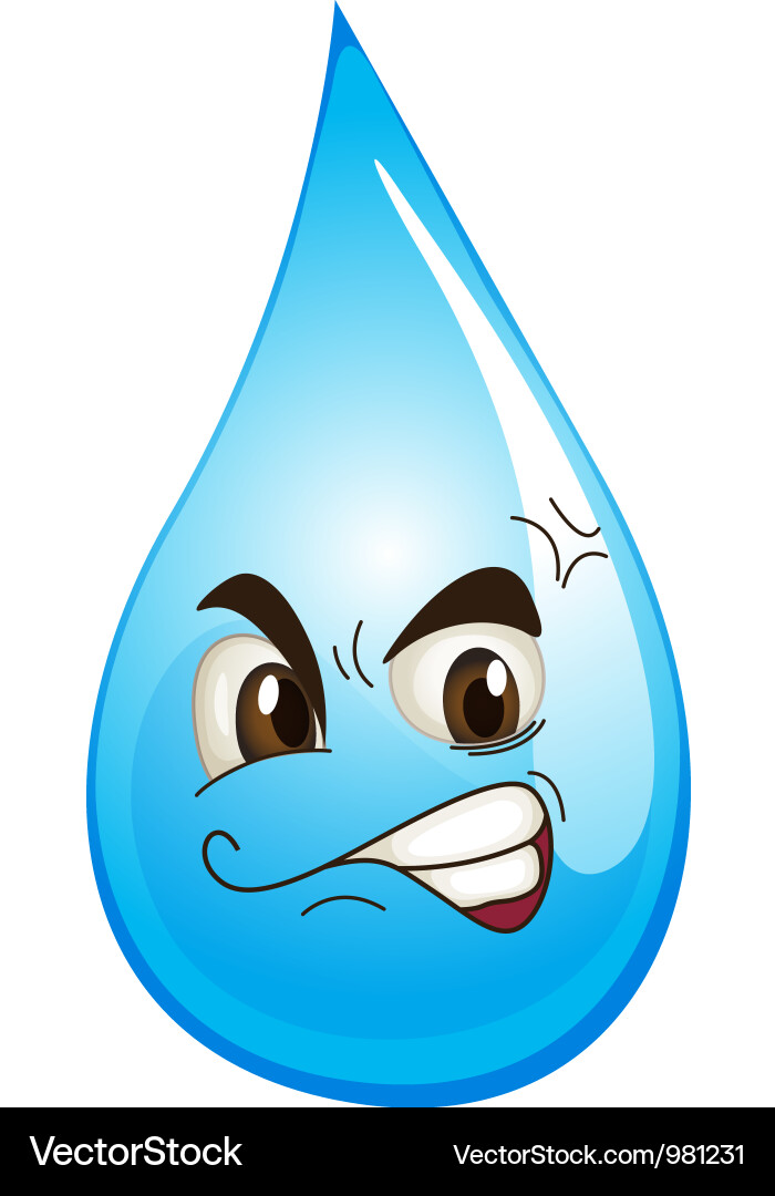 Water Drop Emoticon - Angry Face Royalty Free Vector Image