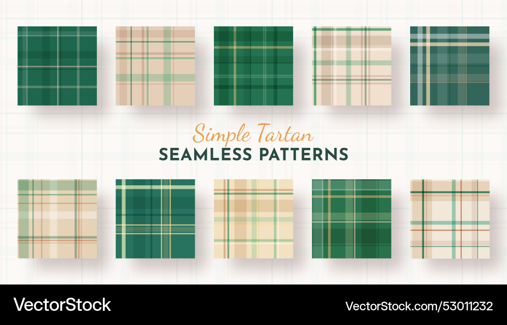10 seamless simple tartan pattern traditional Vector Image
