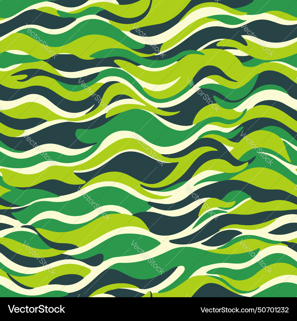 Abstract seamless pattern in green colors wavy Vector Image