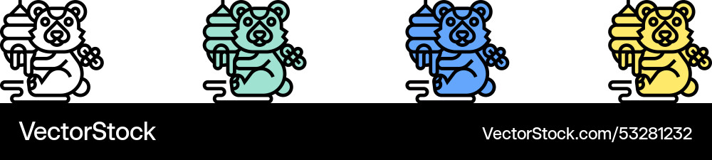 Bear icon outline green blue and yellow style Vector Image