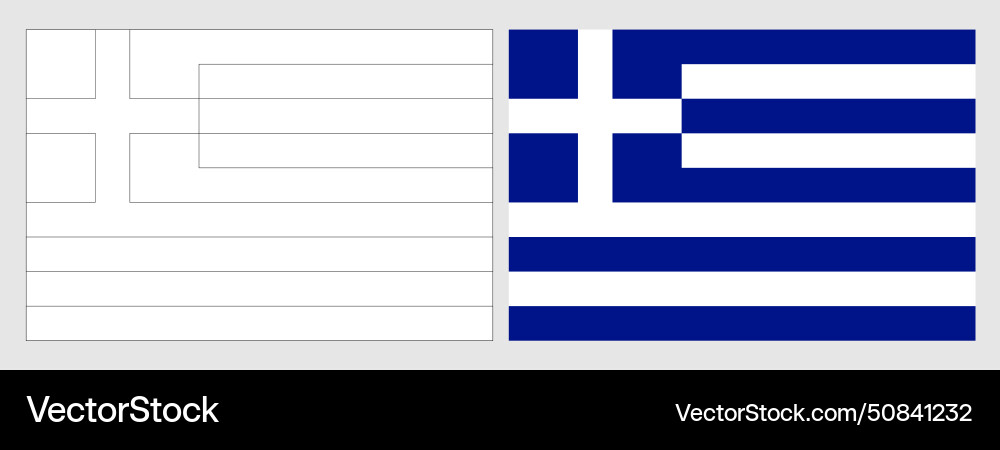 Coloring flag set of greece Royalty Free Vector Image