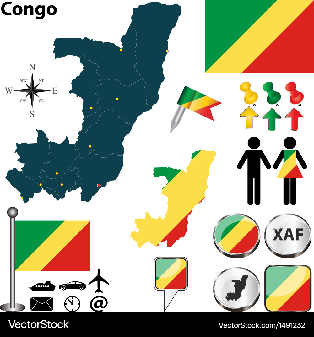 Congo map Royalty Free Vector Image - VectorStock