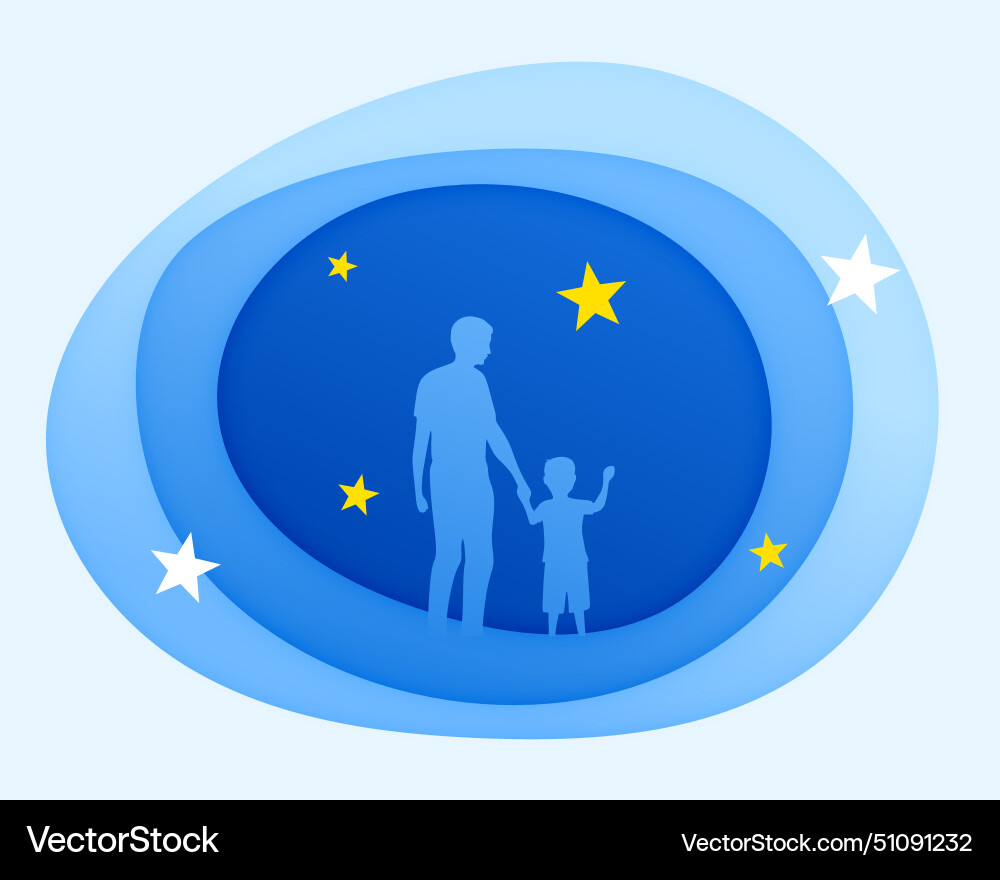 Creative fathers day wishes background with dad Vector Image