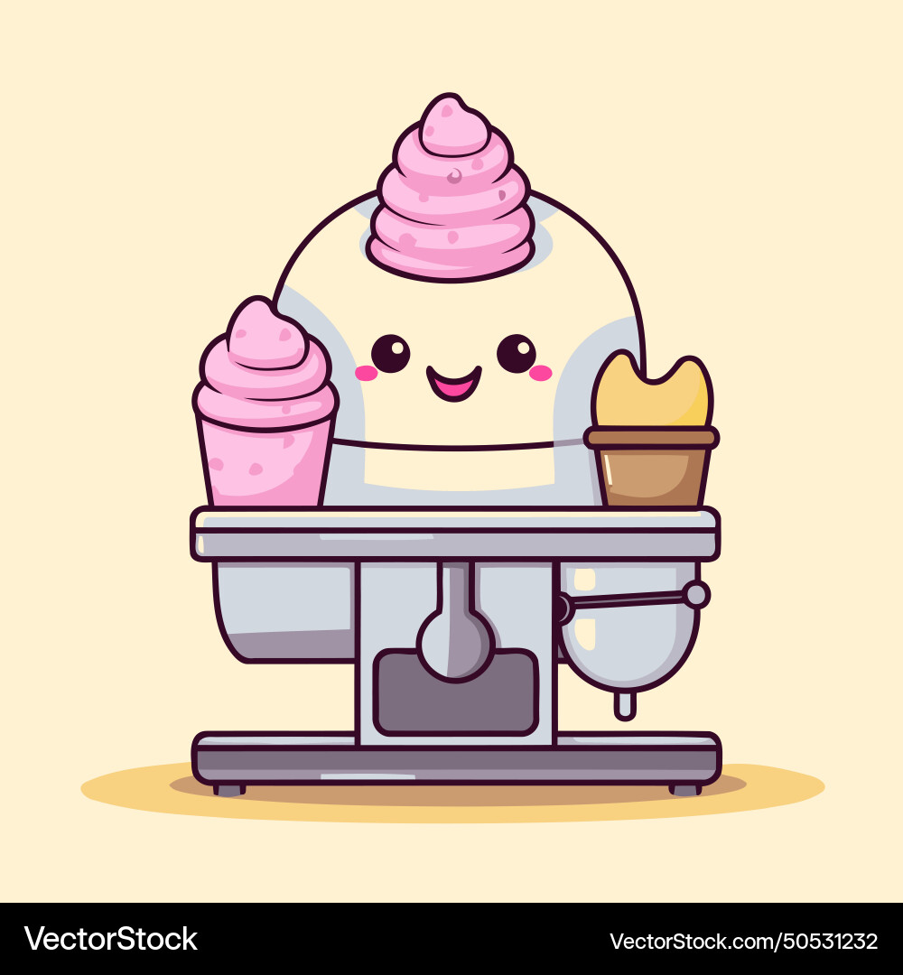 Cute ice cream machine character design Royalty Free Vector