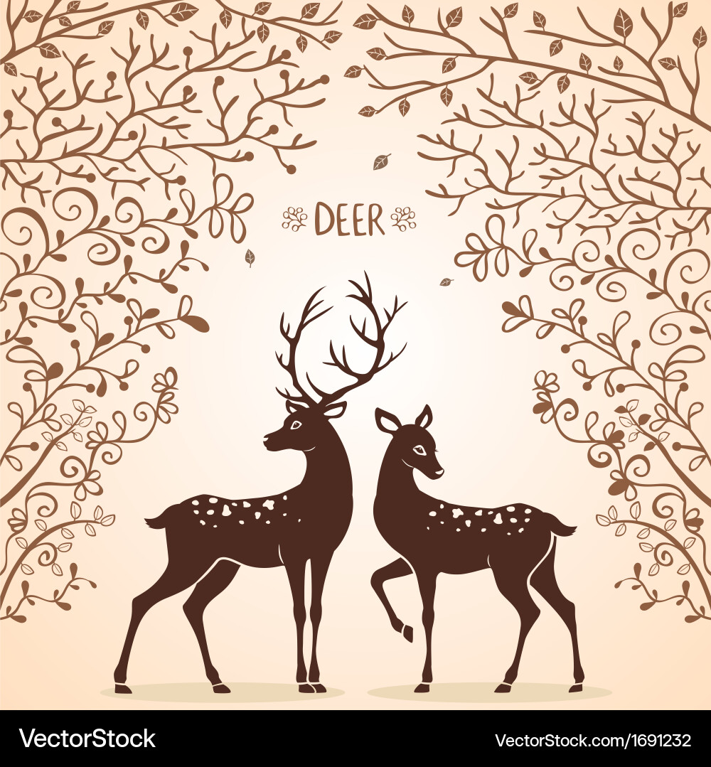 Deer trees Royalty Free Vector Image - VectorStock