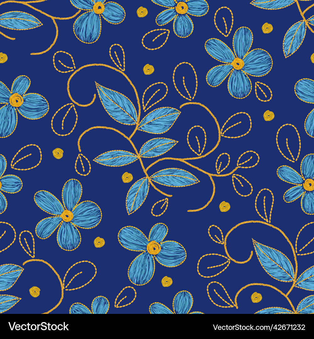 Flower embroidery color floral Royalty Free Vector Image