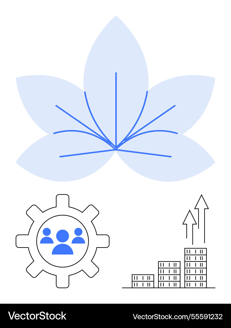 Growth concept with abstract flower gear Vector Image