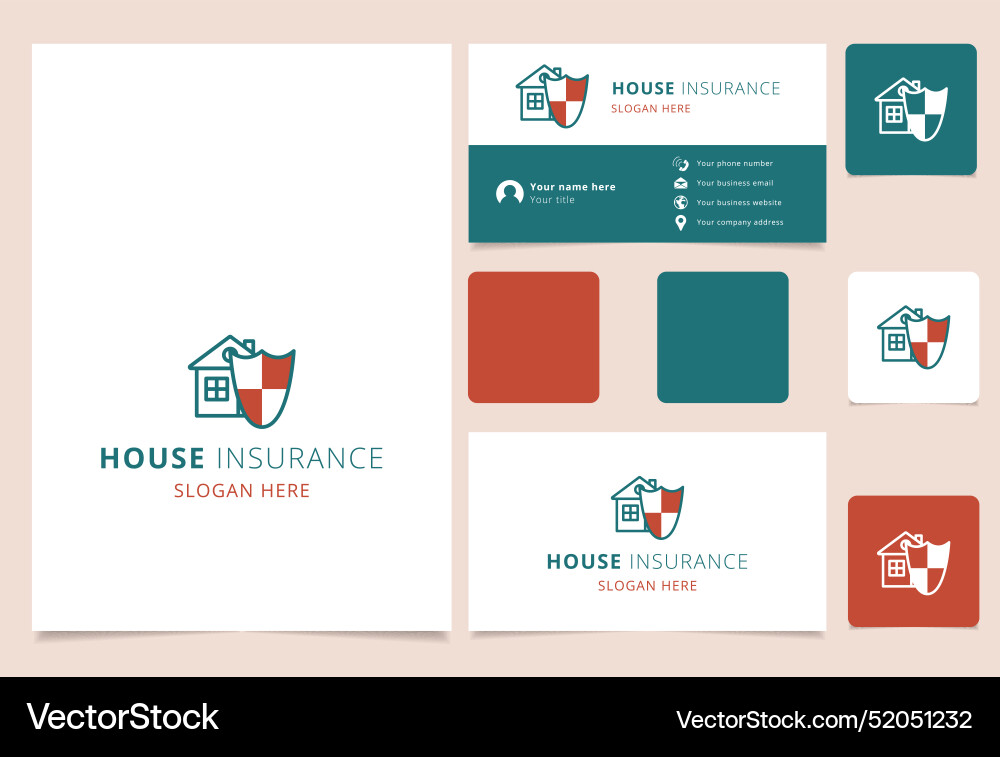 House insurance logo with shield protecting Vector Image