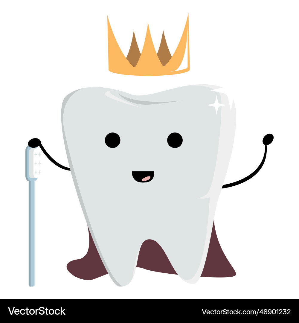 King tooth character Royalty Free Vector Image