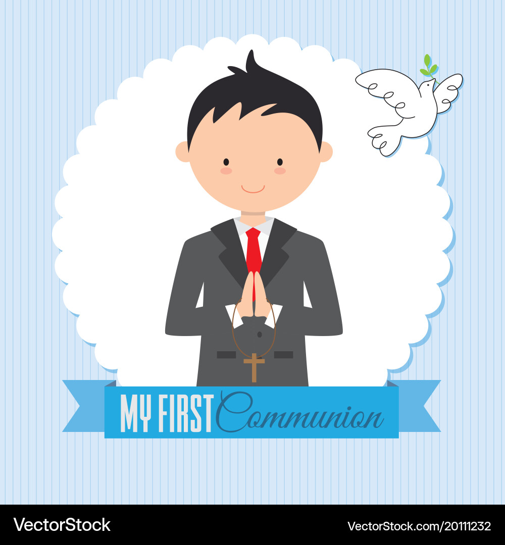My first communion boy Royalty Free Vector Image