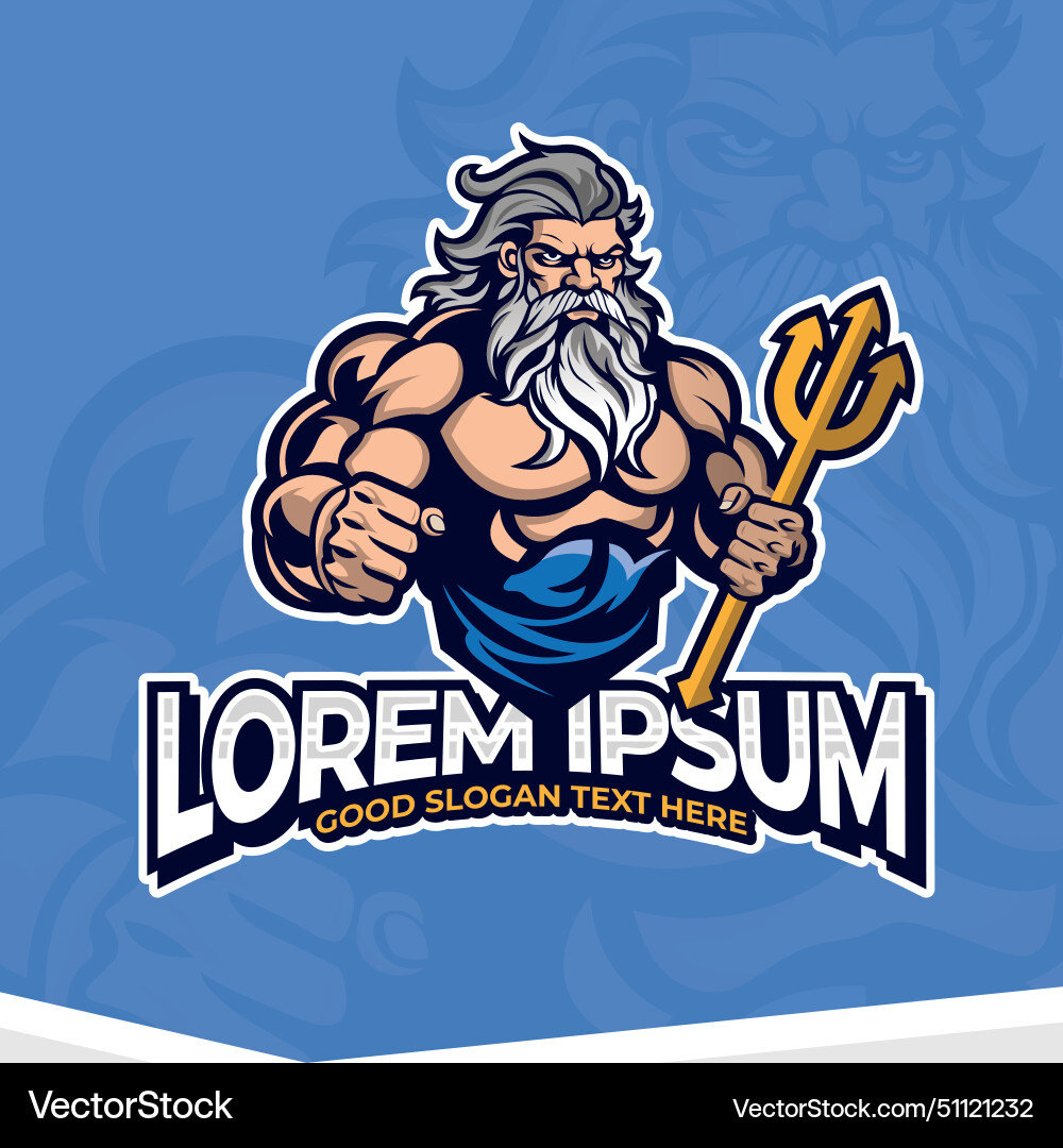 Neptune esport mascot logo trident Royalty Free Vector Image