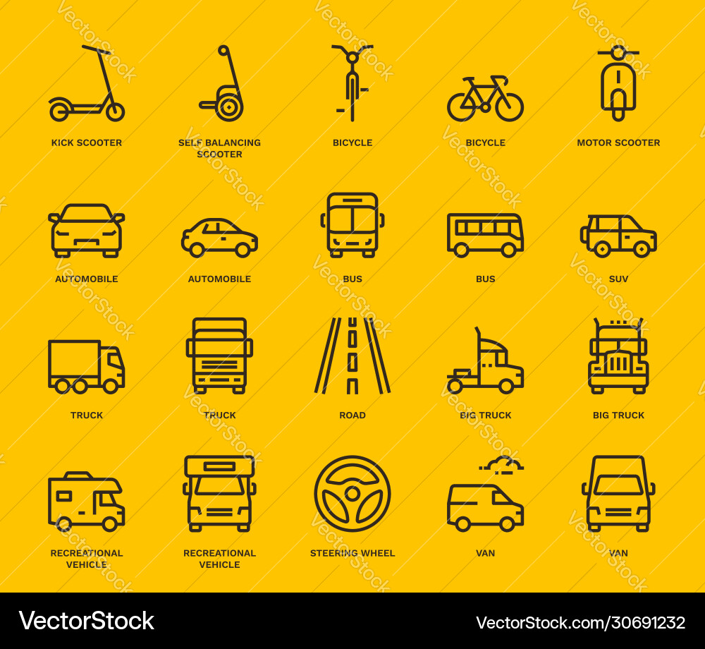 Road transport icons Royalty Free Vector Image