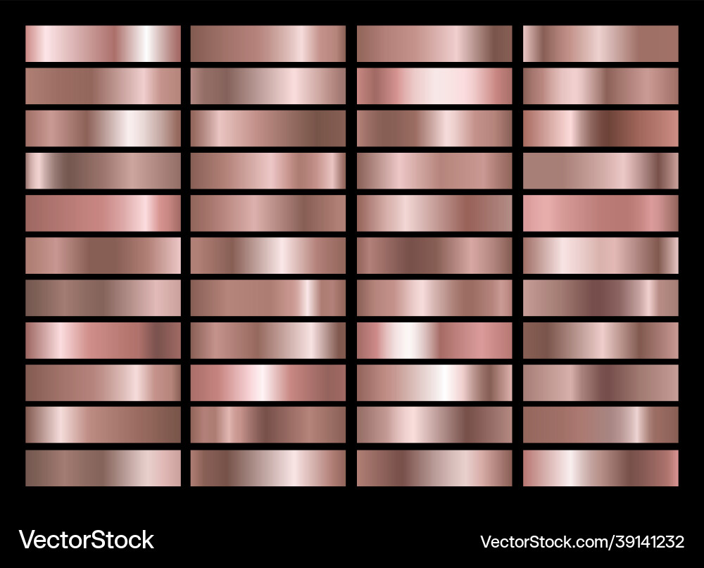 Rose Gold Metallic Gradients Royalty Free Vector Image