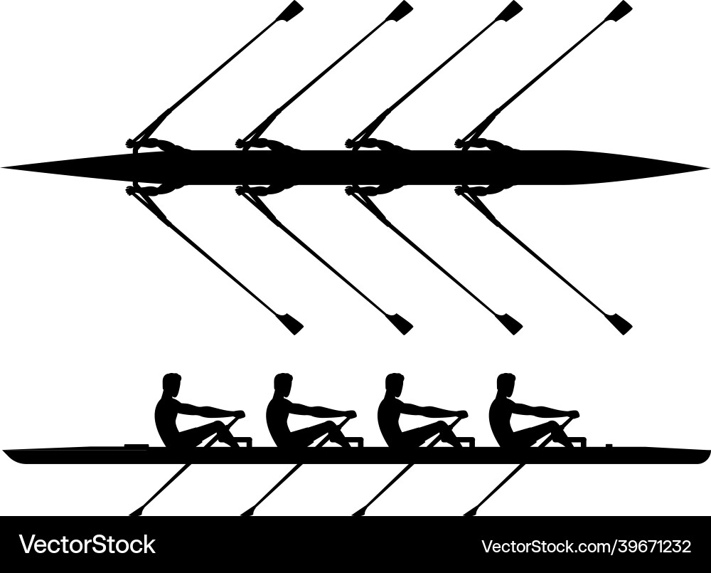 Rowboat team training before regatta competition Vector Image