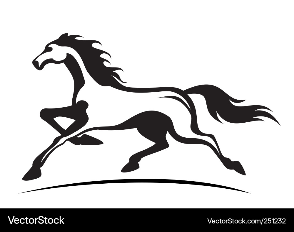 Running stallion Royalty Free Vector Image - VectorStock