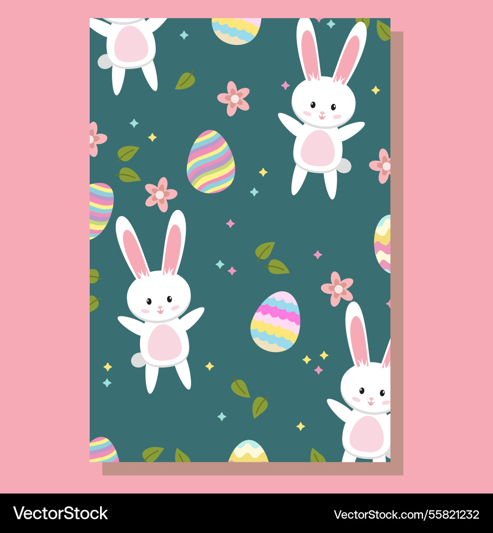 Seamless easter pattern with cute bunnies Vector Image