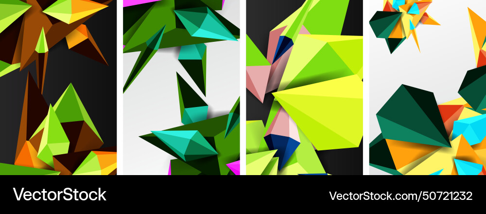 Set of triangle geometric low poly 3d shapes Vector Image