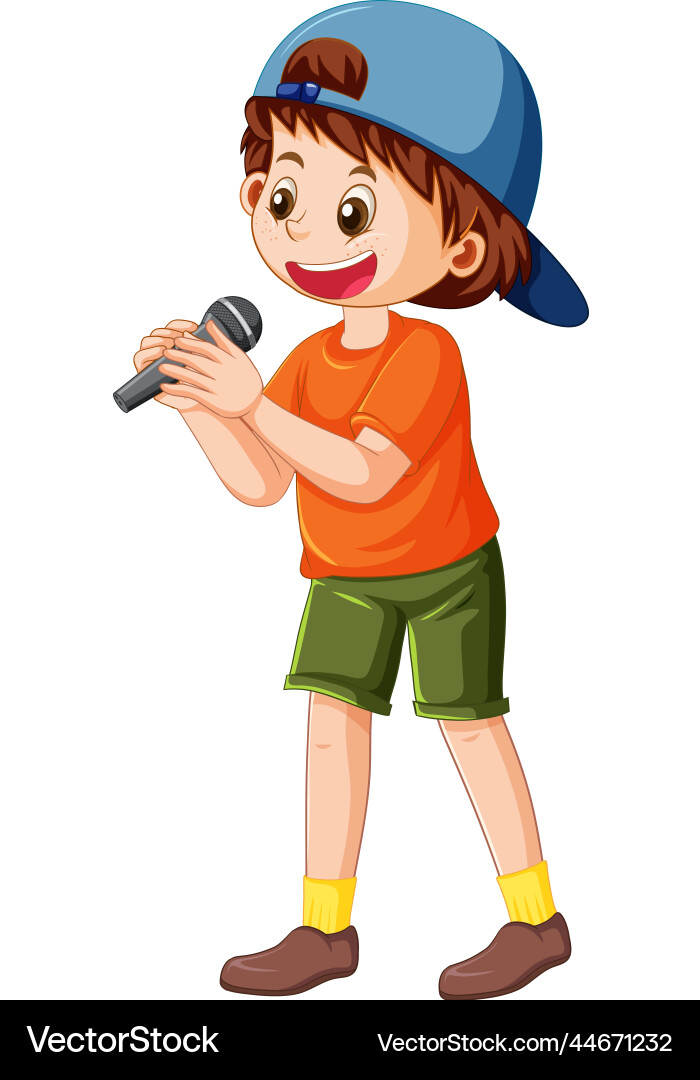 Singer boy cartoon character isolated Royalty Free Vector