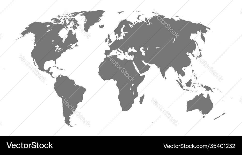 World map on white isolated background flat blank Vector Image