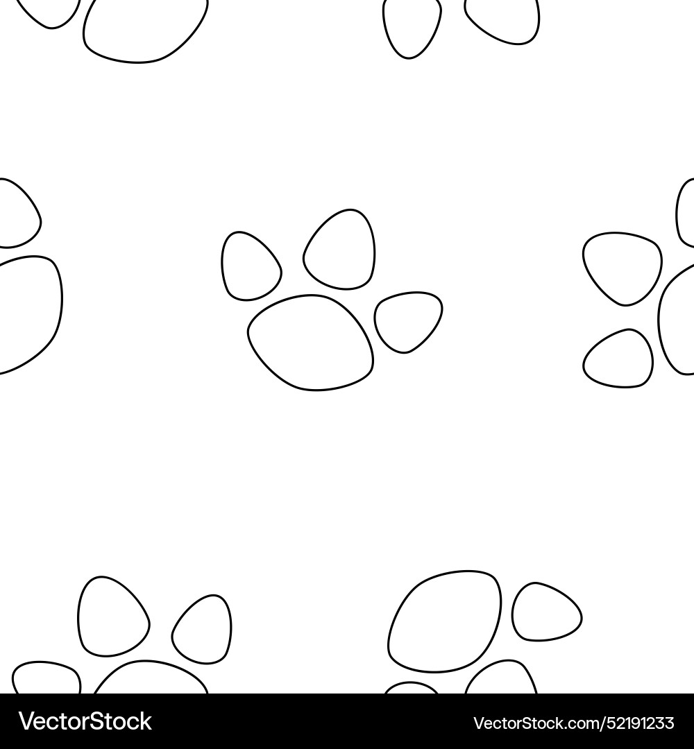 Animal paw print seamless pattern coloring page Vector Image