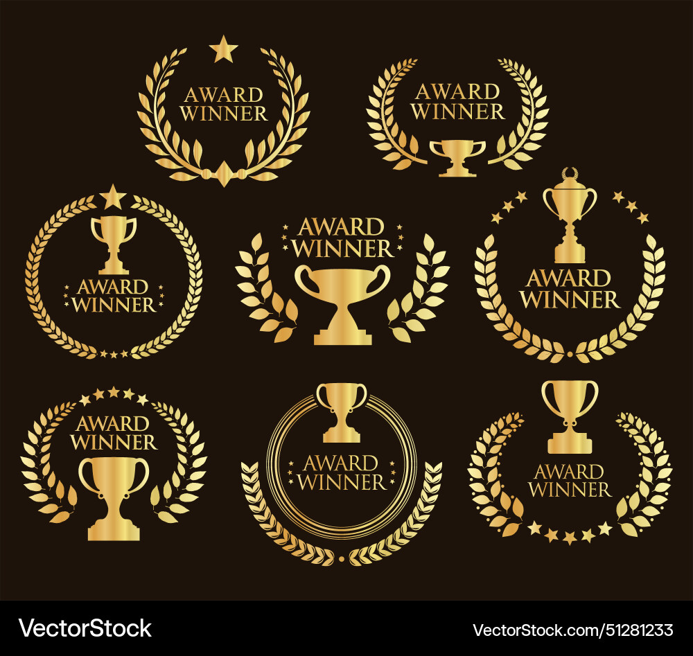 Award winner emblem gold collection Royalty Free Vector