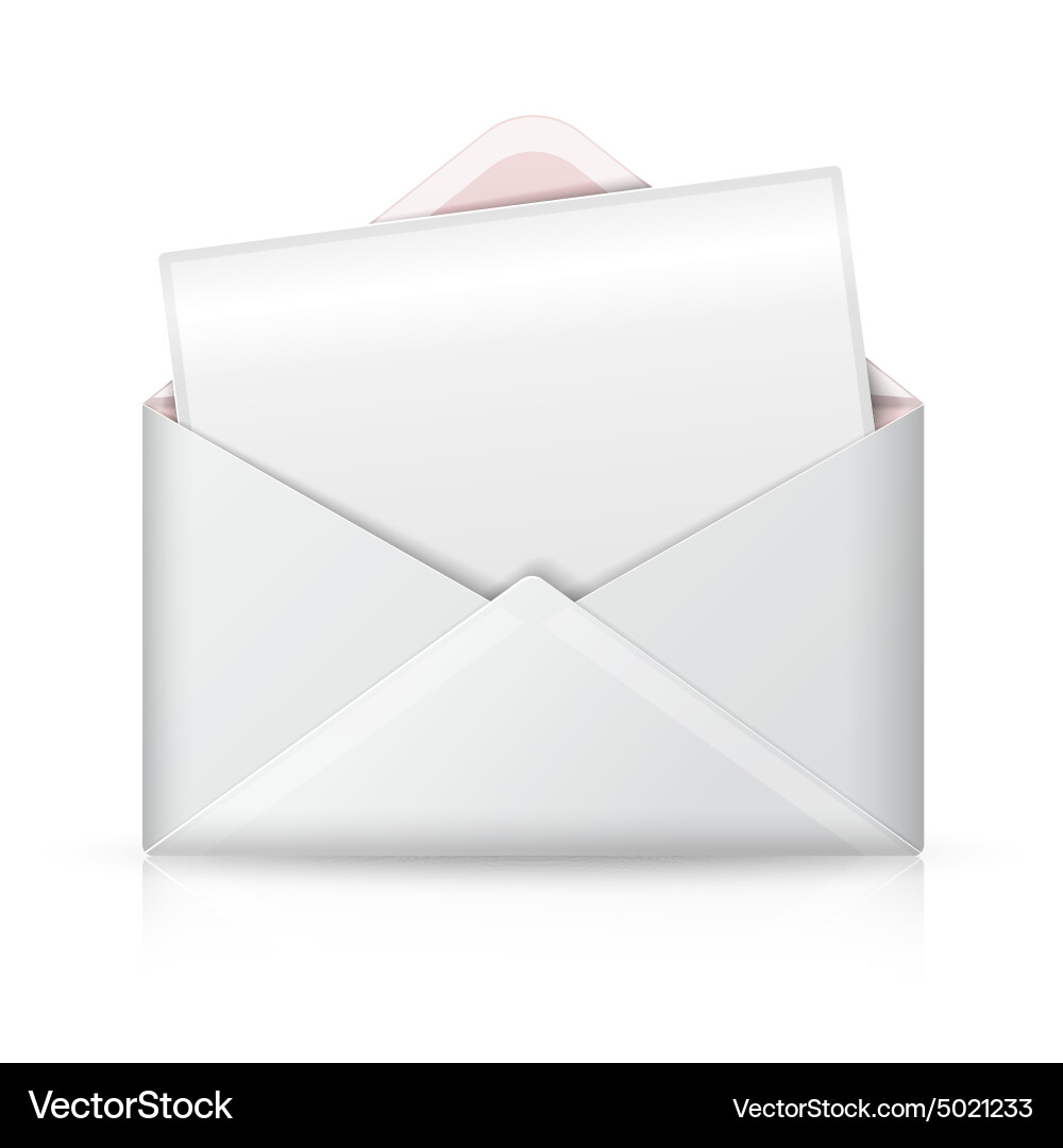 Blank realistic white opened envelope Royalty Free Vector