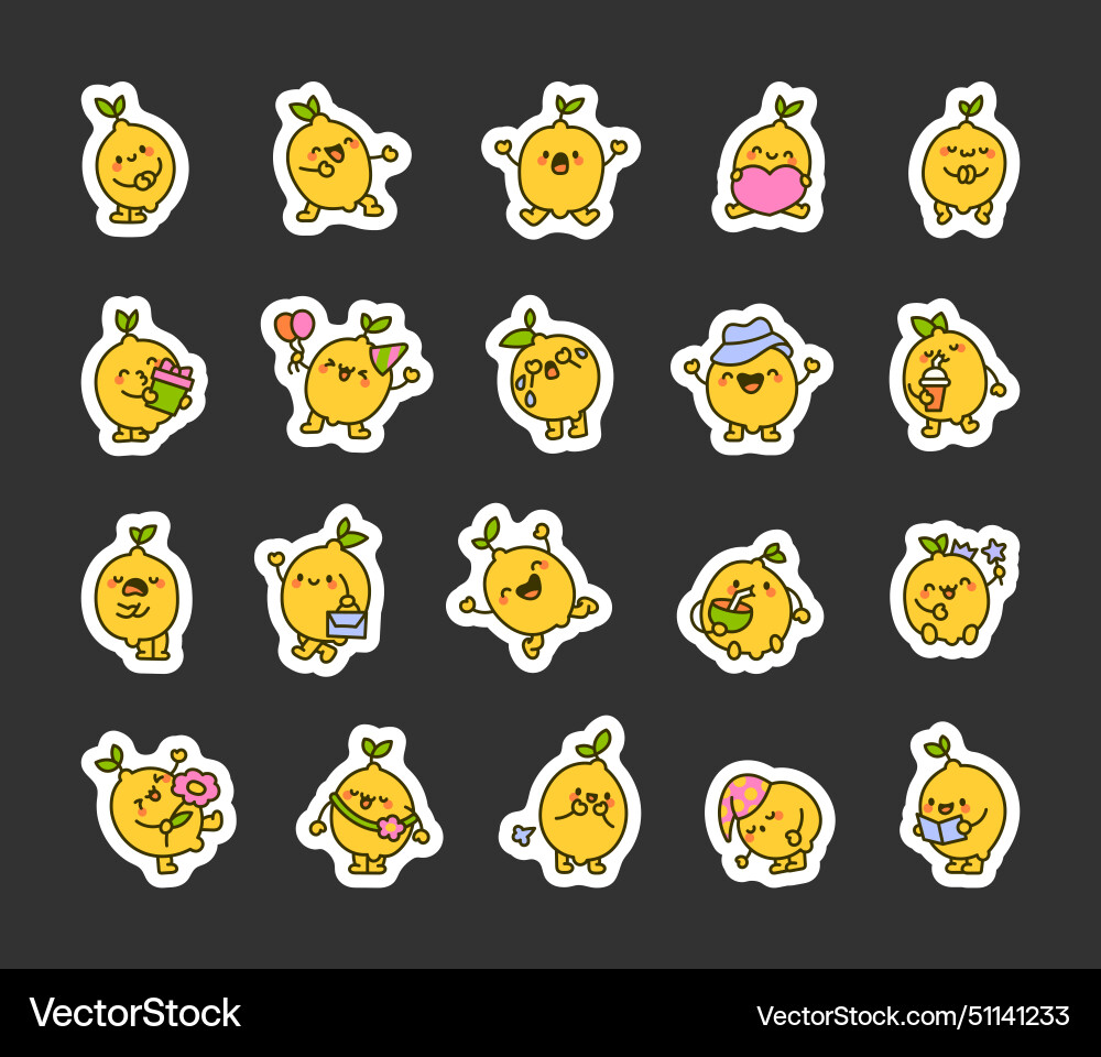 Cartoon lemon character sticker bookmark Vector Image