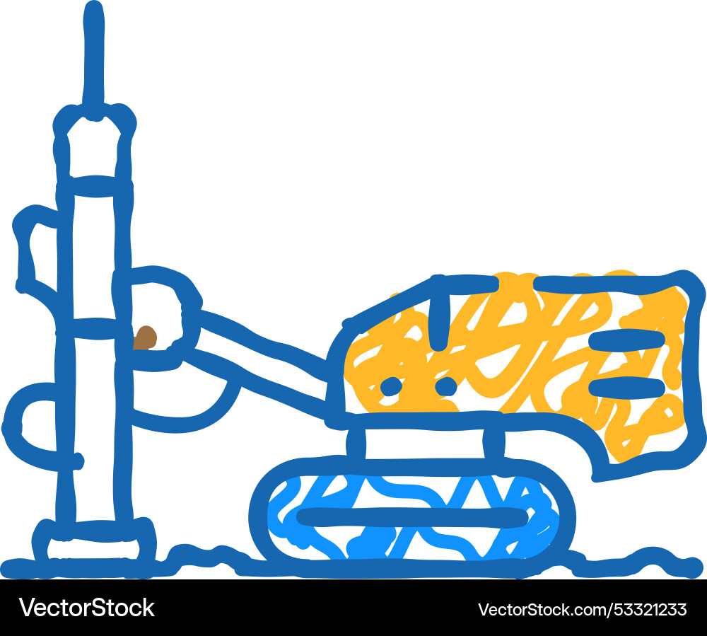 Drill rig copper production icon doodle Royalty Free Vector