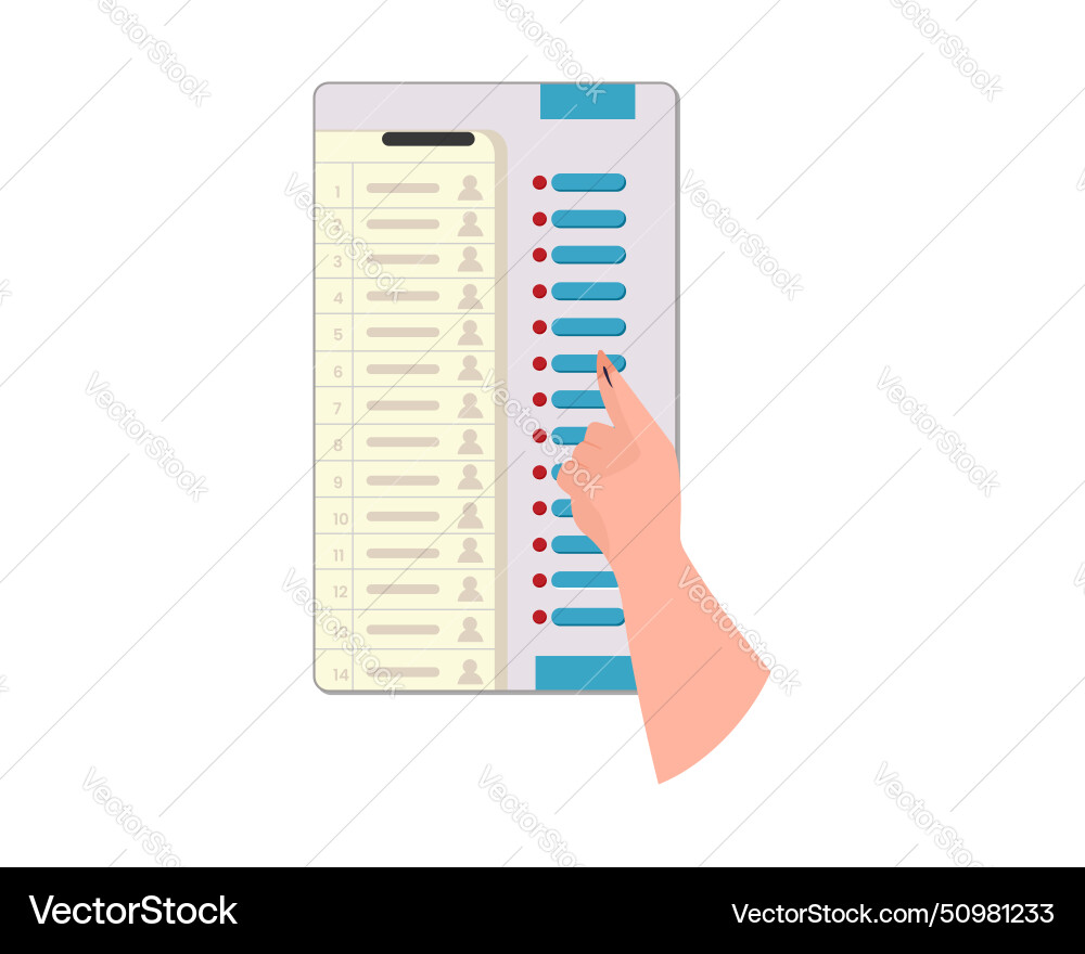 Election voting machine voting finger Royalty Free Vector