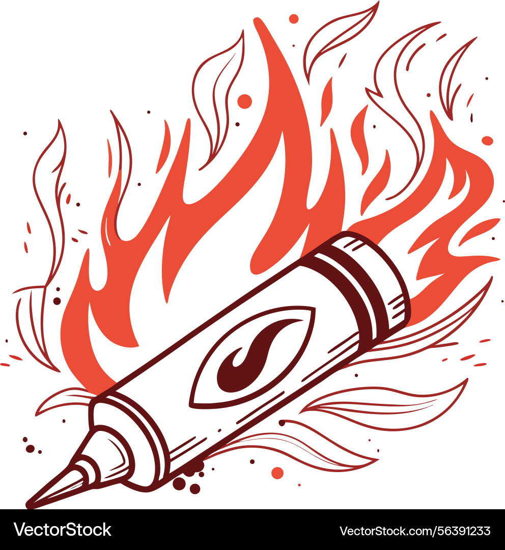 Fiery crayon perfect for artistic de Royalty Free Vector