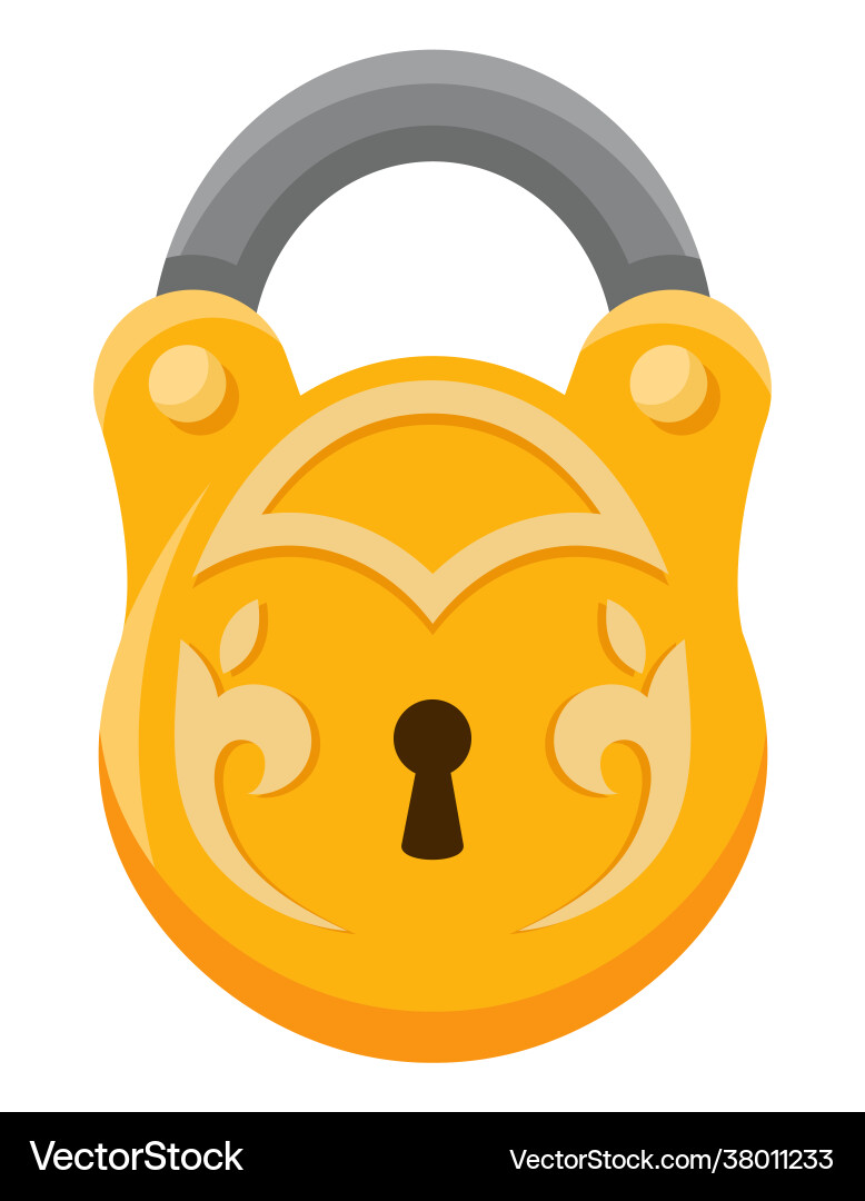 Golden padlock with patterns Royalty Free Vector Image