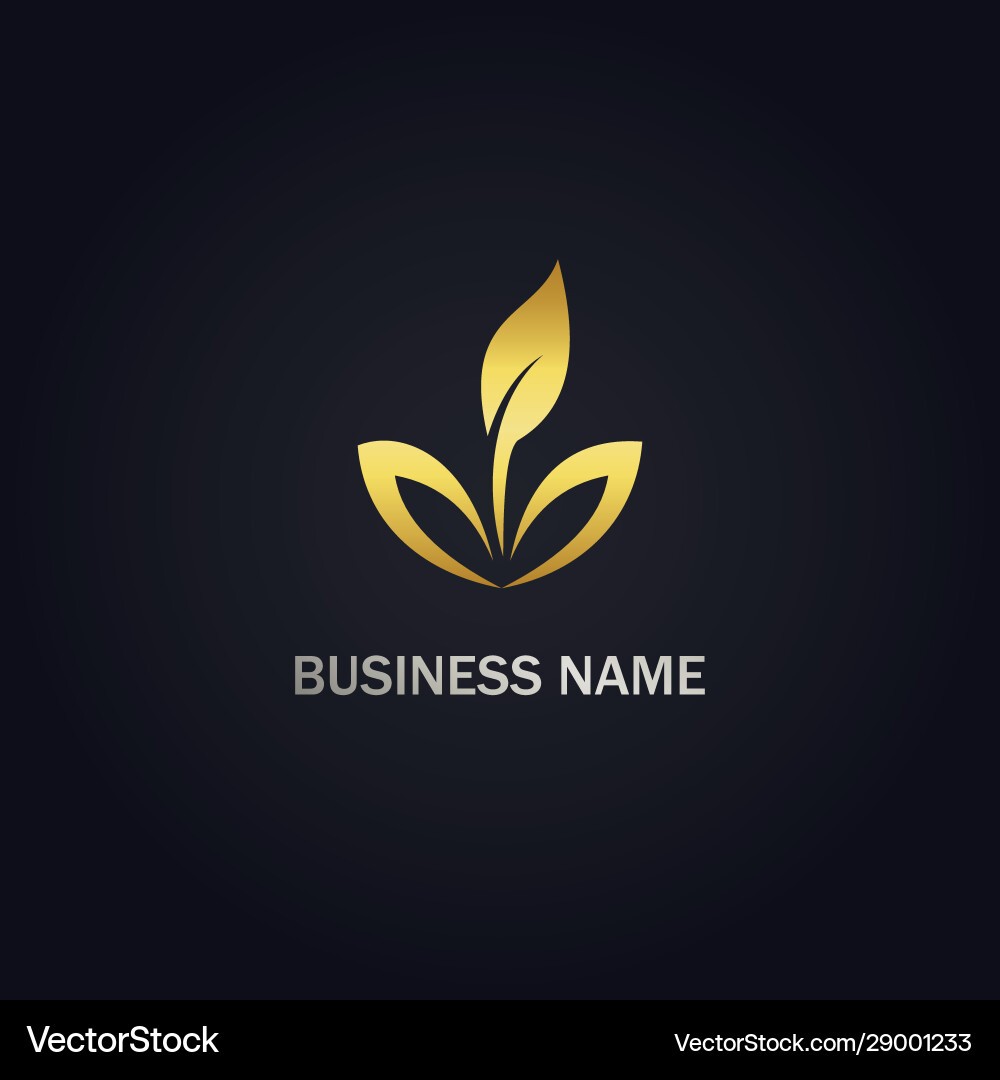 Green leaf eco nature gold logo Royalty Free Vector Image