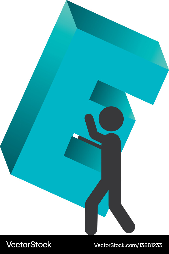 Person with e symbol in his hands Royalty Free Vector Image