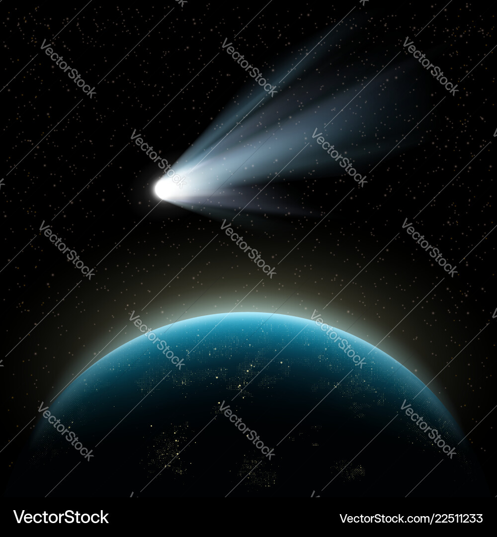 Planet earth and comet Royalty Free Vector Image